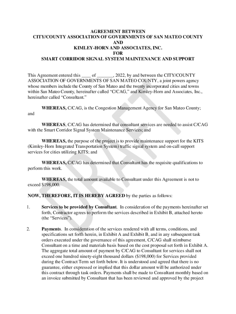 Fillable Online ccag ca AGREEMENT BETWEEN CITY/COUNTY ASSOCIATION ...