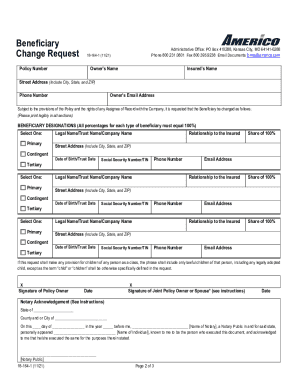 Fillable Online Beneficiary Change Request 18-164-1 (11/21) Fax Email ...
