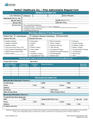Fillable Online MOLINA HEALTHCARE MEDICAID PRIOR AUTHORIZATION/PRE ...