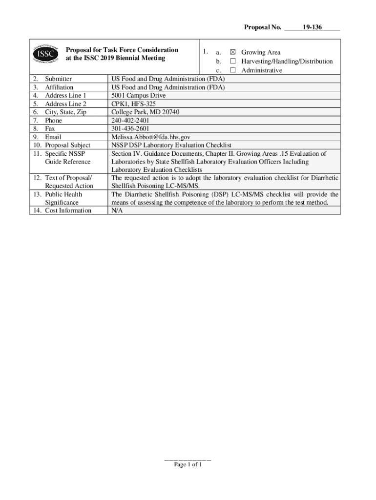 Fillable Online 19-136 FDA Proposal #1 (1 of 2) - DSP Checklist ...