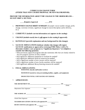 CURRICULUM CHANGE Doc Template | pdfFiller