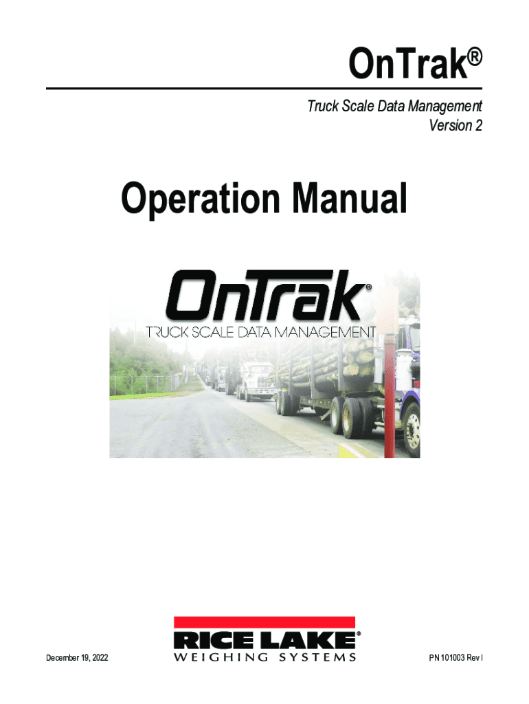 Fillable Online OnTrak Truck Scale Data Management Operation Manual ...