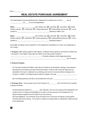 Fillable Online Texas Residential Real Estate Purchase Agreement ...