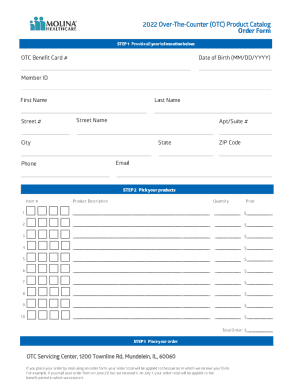 Fillable Online 2022 OTC Benefits. Over the counter benefits Catalog Fax Email Print - pdfFiller