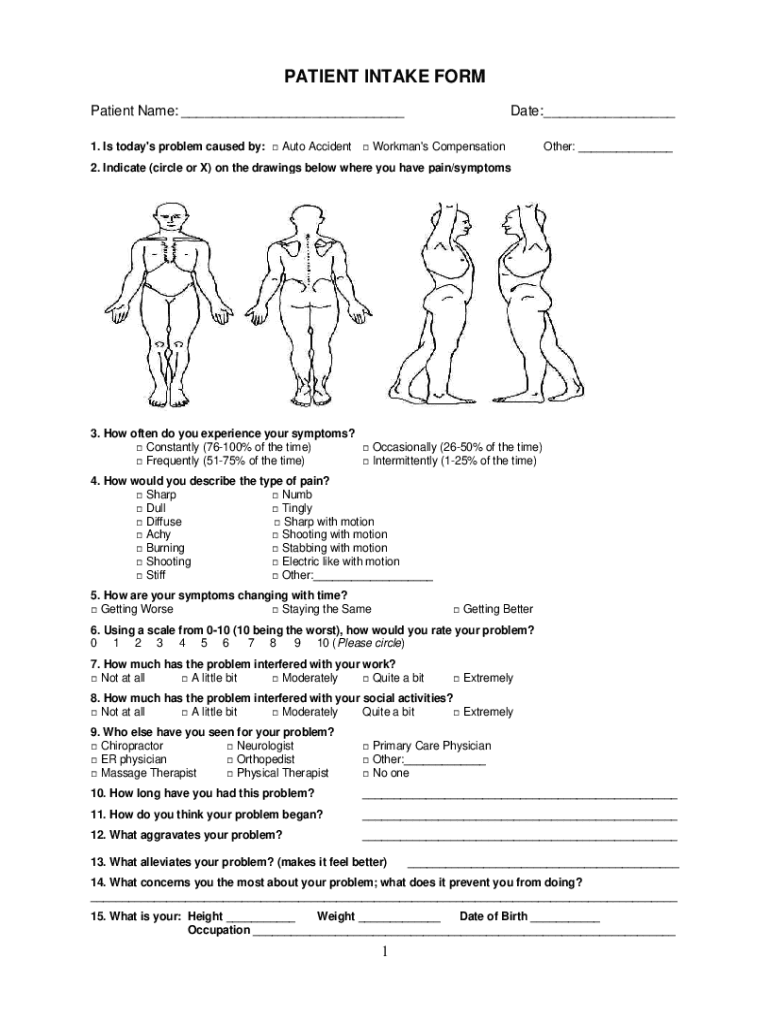 Fillable Online Online Personal Injury Patient Intake Form in Buena ...
