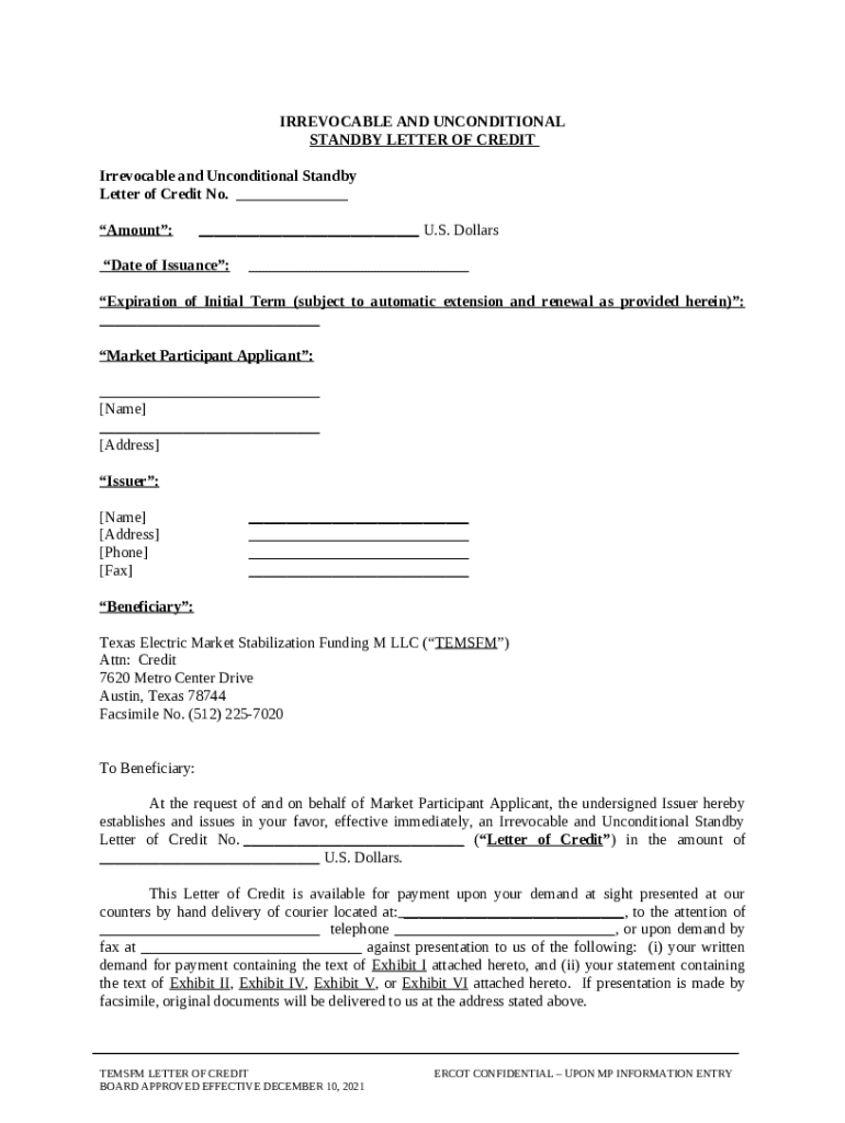 Irrevocable and Unconditional Standby Letter of Credit No. ... Doc ...