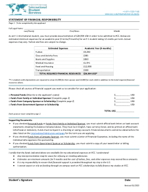 Fillable Online STATEMENT OF FINANCIAL RESPONSIBILITY Student's ... Fax ...