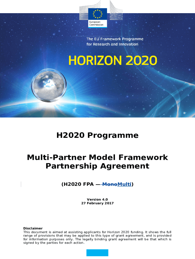 H2020 Programme Multi-Partner Model Framework ... - ec europa Doc ...
