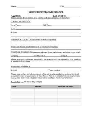 Fillable Online 01-Patient Intake Form Fax Email Print - pdfFiller