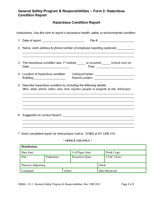 Fillable Online Form 2: Hazardous Condition Report Fax Email Print ...