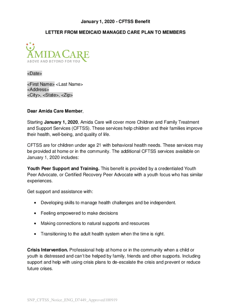 Fillable Online letter from medicaid managed care plan to members Fax ...