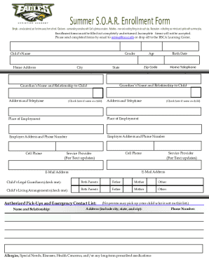 Fillable Online Summer SOAR Enrollment Form Fax Email Print - pdfFiller