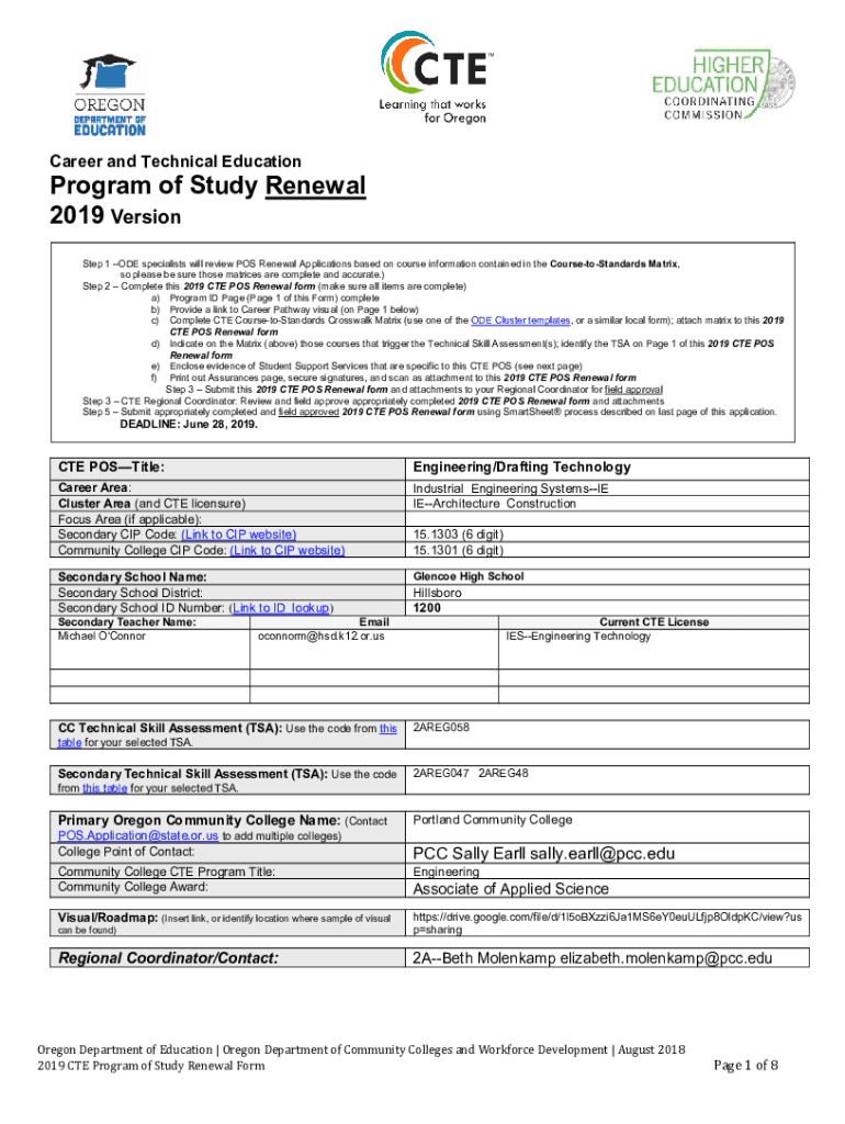 Fillable Online Step 2 Complete this 2019 CTE POS Renewal form (make ...
