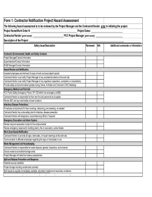 Fillable Online Form 1: Contractor Notification Project Hazard ...