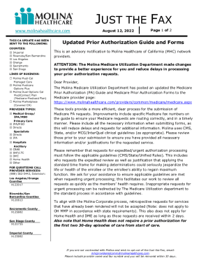 Fillable Online JUST THE FAX. Updated Prior Authorization Guide and Forms Fax Email Print ...