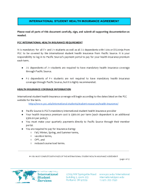 Fillable Online International Student Health Insurance Agreement Fax ...