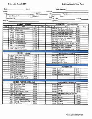 Fillable Online Cub Scout Awards Order Form Fax Email Print - pdfFiller