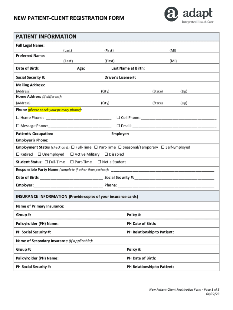 Fillable Online Shanklin Medical Centre New Patient Registration Form ...