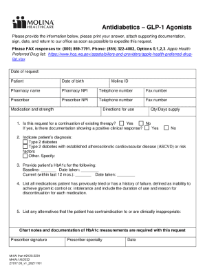 Fillable Online Antidiabetics GLP-1 Agonists Form Fax Email Print ...