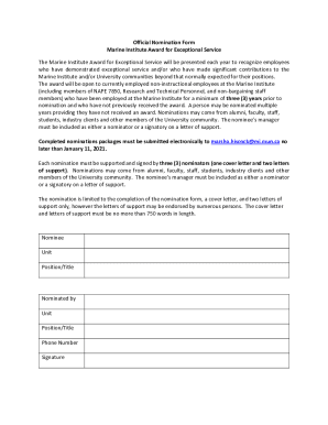 Fillable Online Nomination Form - Marine Institute Fax Email Print ...