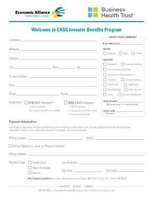 Fillable Online Welcome to EASC Investor Benefits Program Fax Email ...