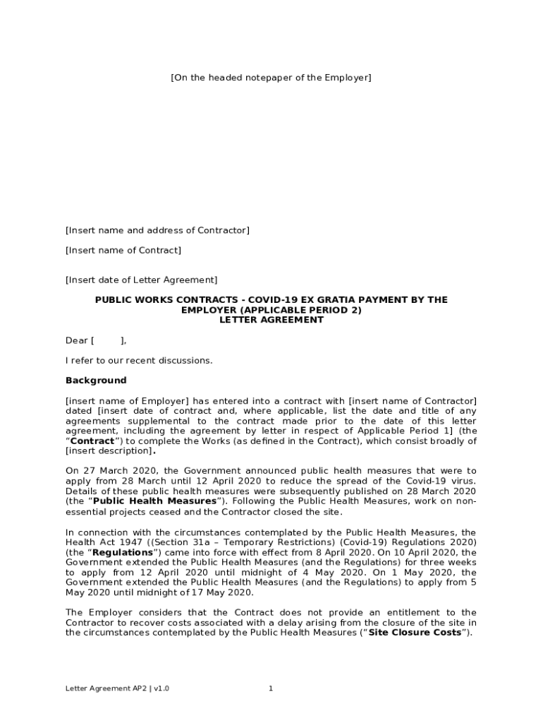 of Letter Agreement for Applicable Period 2 Doc Template | pdfFiller