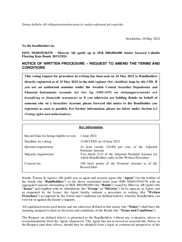Fillable Online Results from written procedure and notice of amendments Fax Email Print - pdfFiller