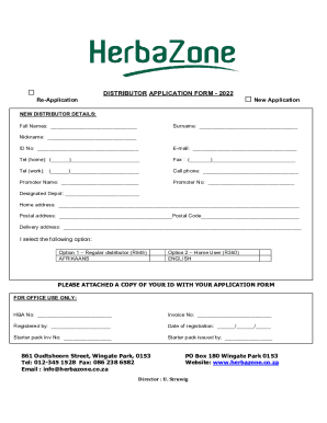 Fillable Online Distributor Application Form - NovaVision Inc. Fax Email Print - pdfFiller
