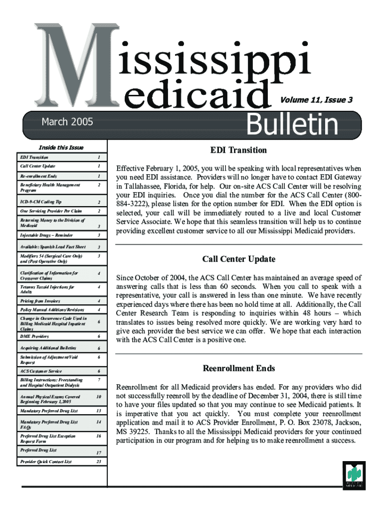 Fillable Online medicaid ms TPI Number Removed From Claim Forms, EDI ...