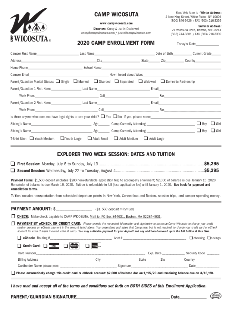 Fillable Online Fillable Online CAMP WICOSUTA Fax Email Print Fax Email Print - pdfFiller