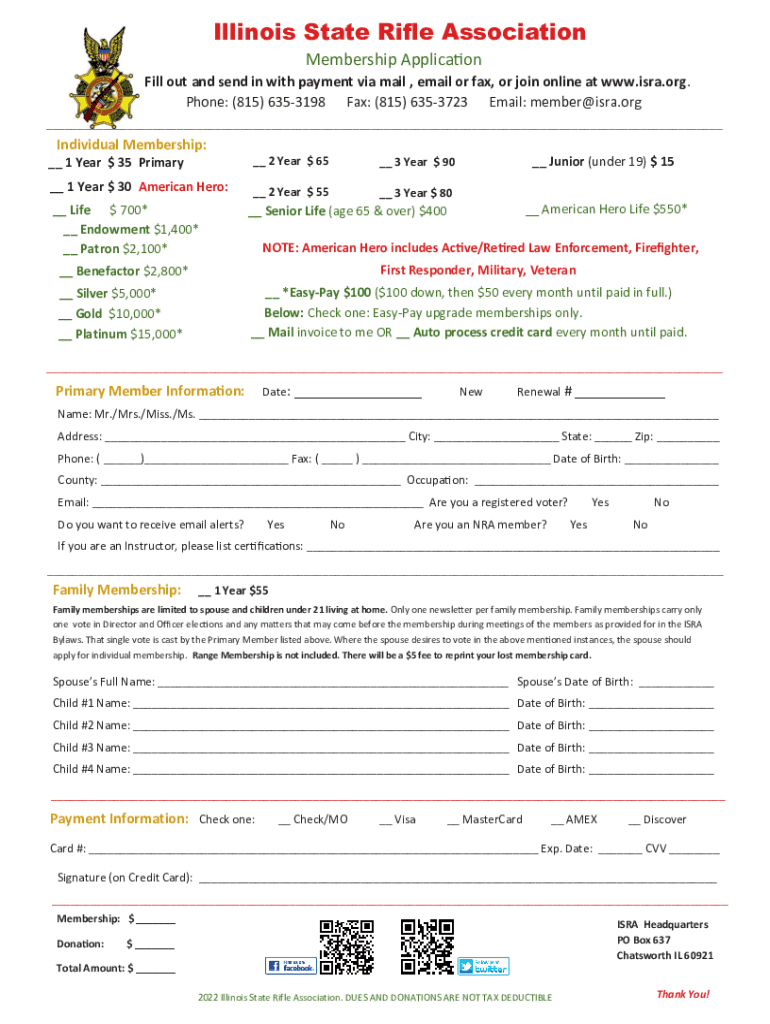Fillable Online Join and Donate Illinois State Rifle Association Fax ...