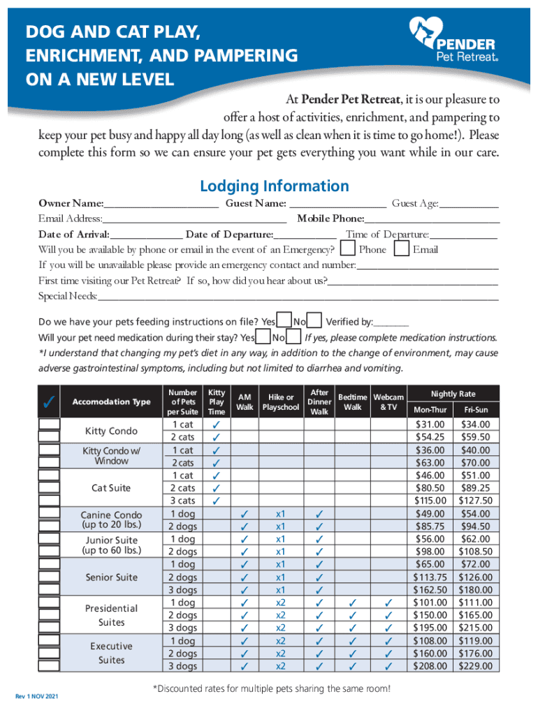 Fillable Online Fillable Online Pet Retreat - Pender Vet Fax Email ...