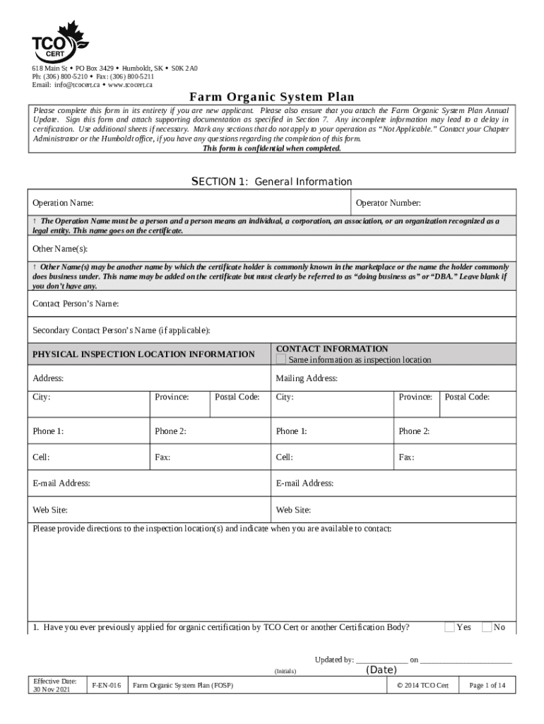 Organic System Plan Template for Crop and/or Livestock ... Doc Template ...