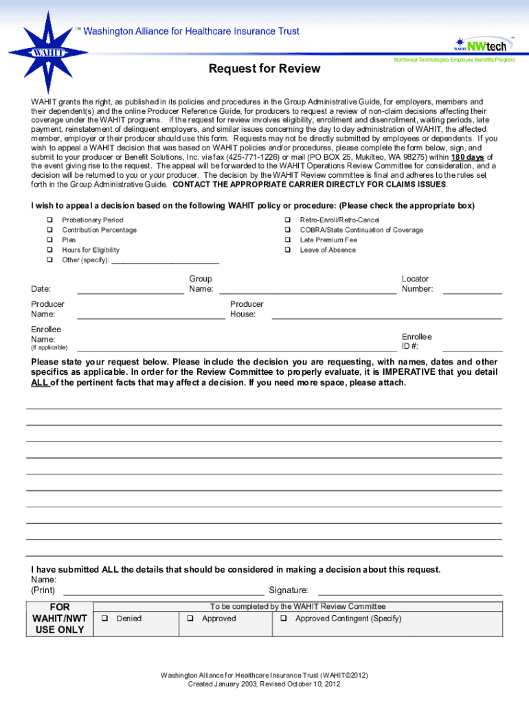 Fillable Online WAHIT grants the right, as published in its policies ...