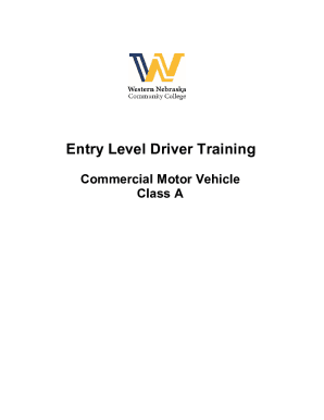 Fillable Online Entry Level Driver Training - Commercial Motor Vehicle ...