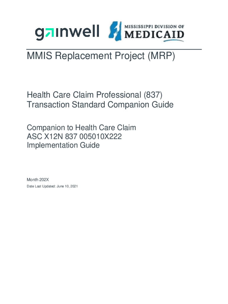 Fillable Online medicaid ms Companion Guide Transaction Information Fax ...