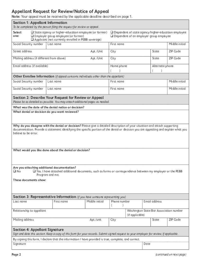 Fillable Online PEBB Employee Request for Review-Appeal Fax Email Print ...