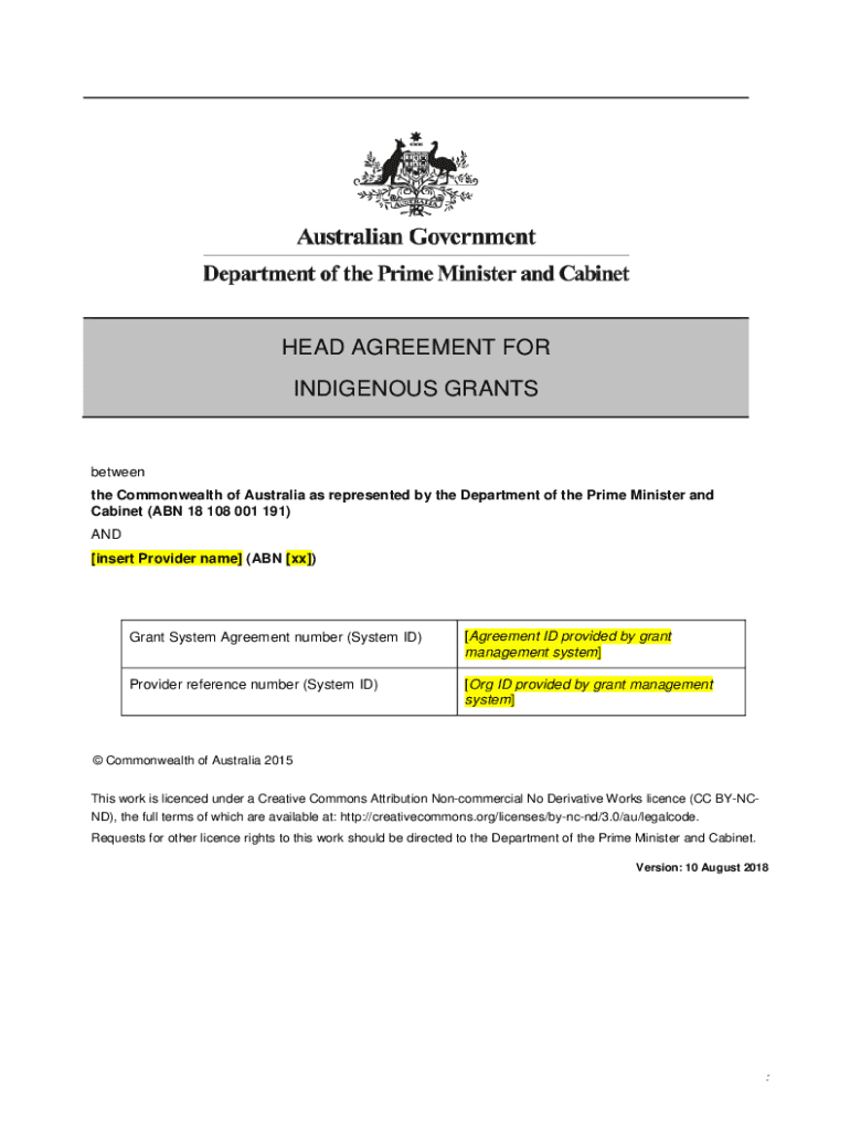 Fillable Online Indigenous Grants Head Agreement Fax Email Print ...
