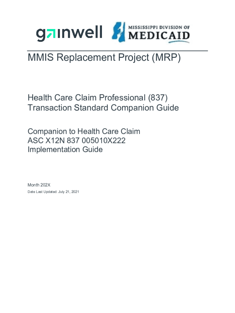 Fillable Online medicaid ms Professional (837P) Transactions Based on ...