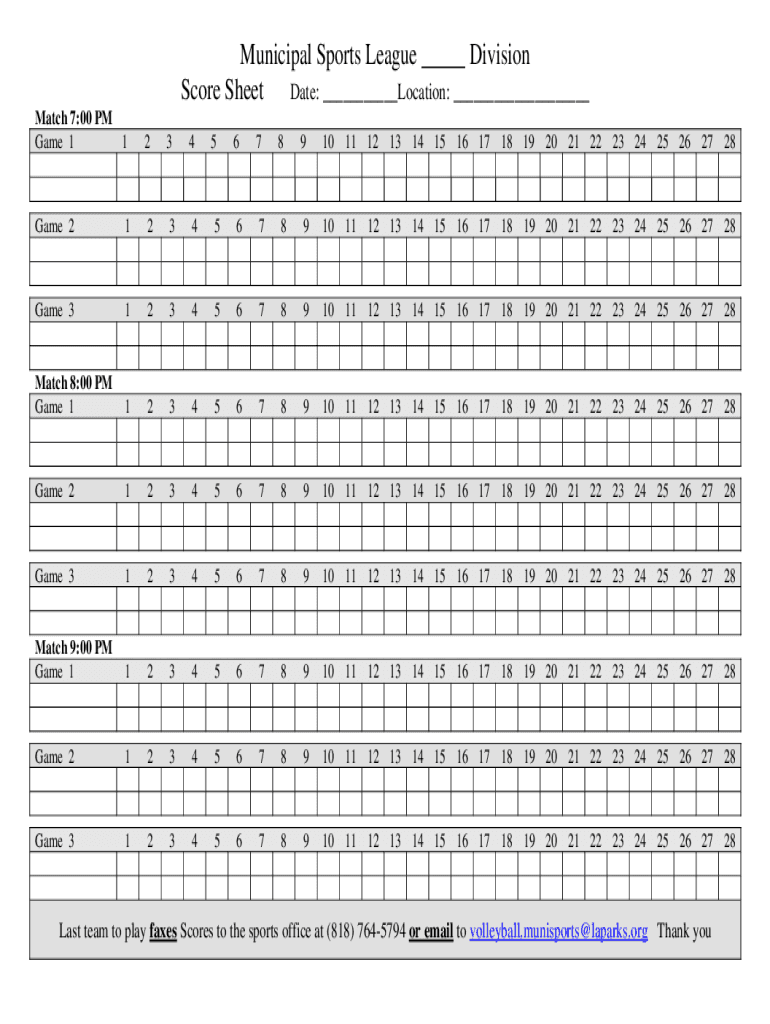 Fillable Online Blank Score Sheet.doc Fax Email Print - pdfFiller