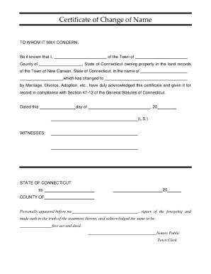 Fillable Online certificate of change of name Fax Email Print - pdfFiller