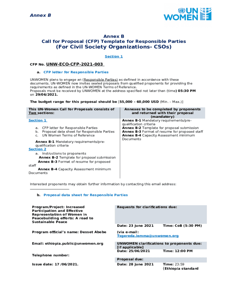 UNWOMEN plans to engage an (Responsible Parties) as defined in accordance with these documents ...