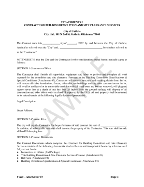 Fillable Online AGREEMENT FOR DEMOLITION AND SITE CLEARANCE Fax Email ...