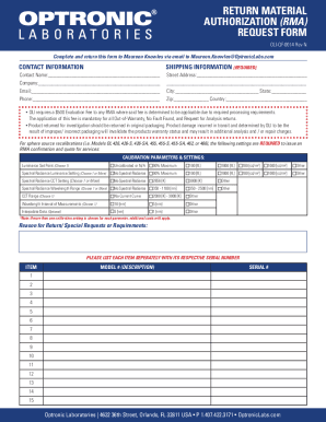Fillable Online RETURN MATERIAL AUTHORIZATION ... - Center for ...