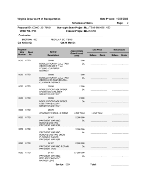 Fillable Online Schedule of Items Page: 2 Proposal ID: C0000122178N01 ...