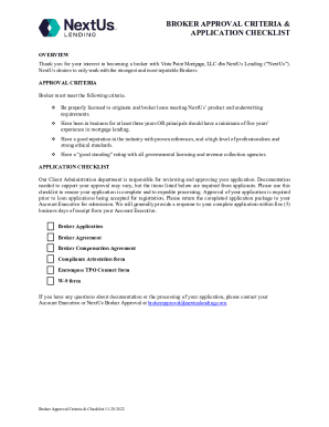 Fillable Online Broker Application Checklist Required Documentation all ...