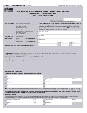 Fillable Online FORM BE-11 Claim for Not Filing ( ... Fax Email Print ...