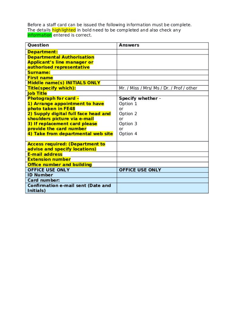 Staff ID badge Doc Template | pdfFiller