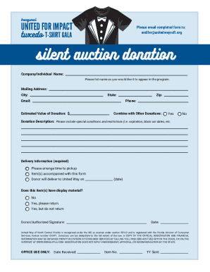 Fillable Online Tuxedo T-shirt Gala - Auction Form Fax Email Print ...