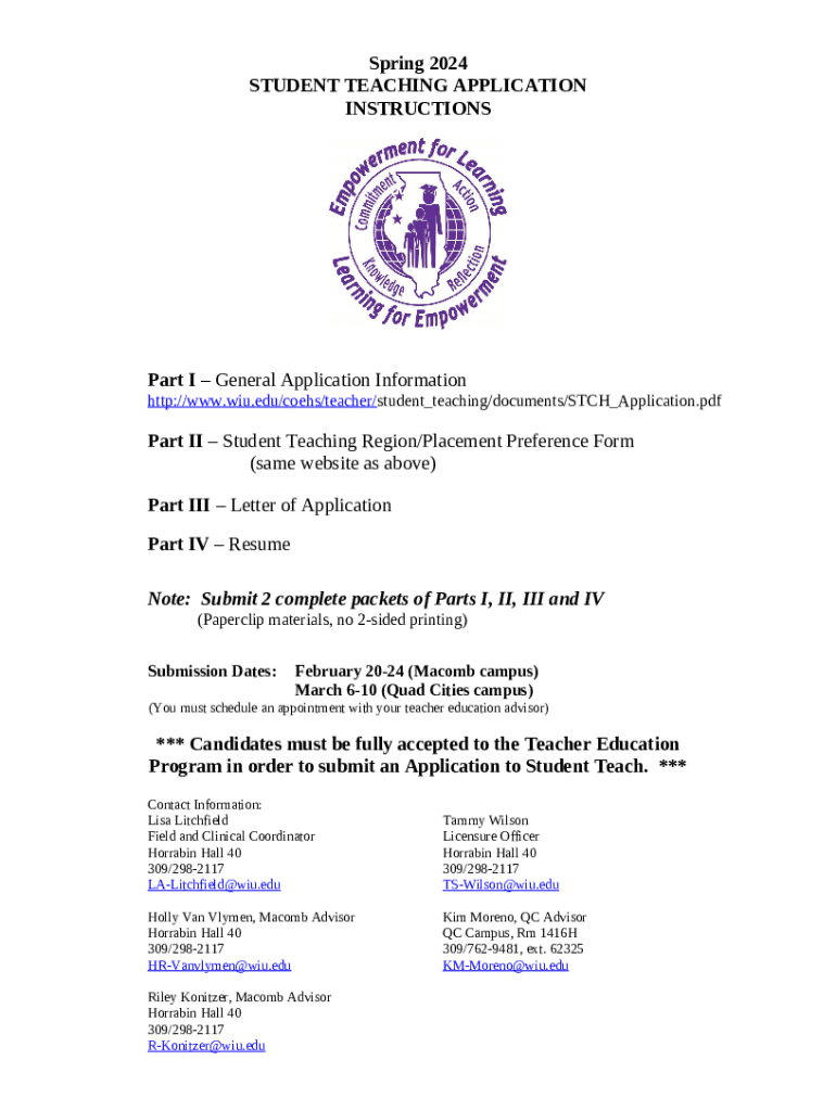 clinical/student teaching application Doc Template | pdfFiller